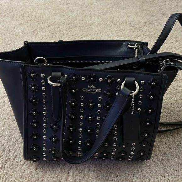 Coach | Bags | Coach Smooth Leather Navy Shoulder Bag | Poshmark